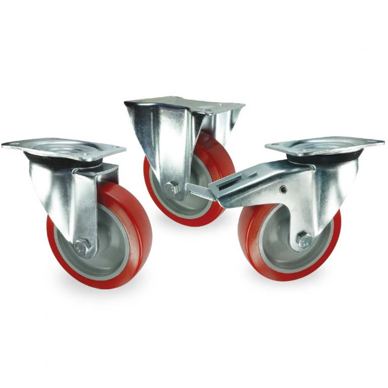 F23. Heavy Duty Castors. Plate Fix. 100mm, 125mm, 150mm, 200mm dia ...