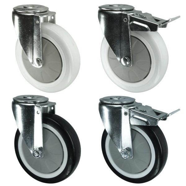 A02. Light Duty Castors. Single Bolt Fix. Polypropylene or Rubber Tyre ...