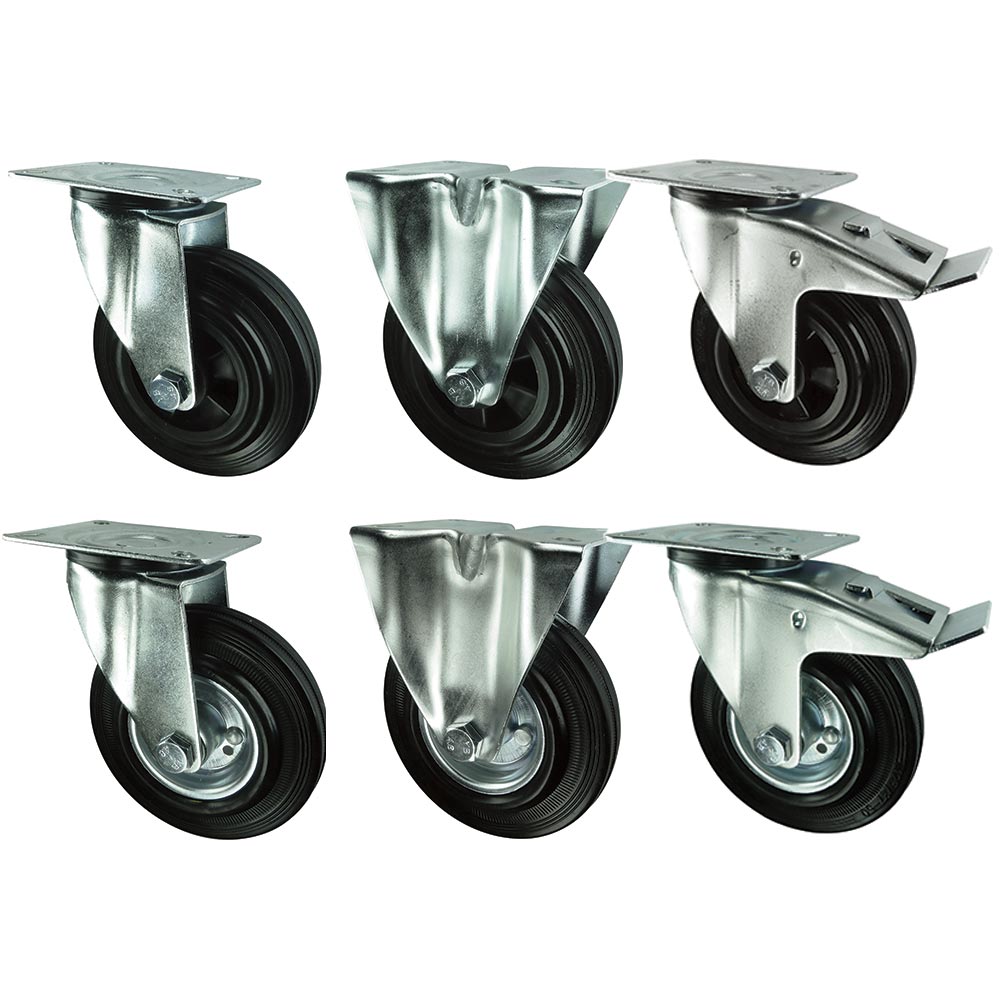 G29. Extra Heavy Duty Rubber Tyre Castors. 100mm, 125mm, 160mm, 200mm ...