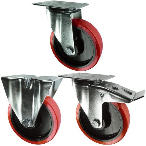 F23. Heavy Duty Castors. Plate Fix. 100mm, 125mm, 150mm, 200mm dia ...